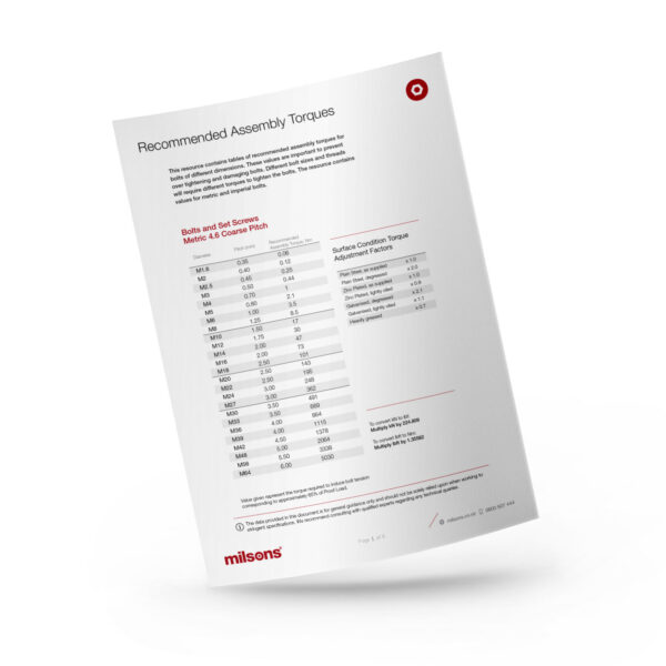 Recommended Assembly Torques | Milsons