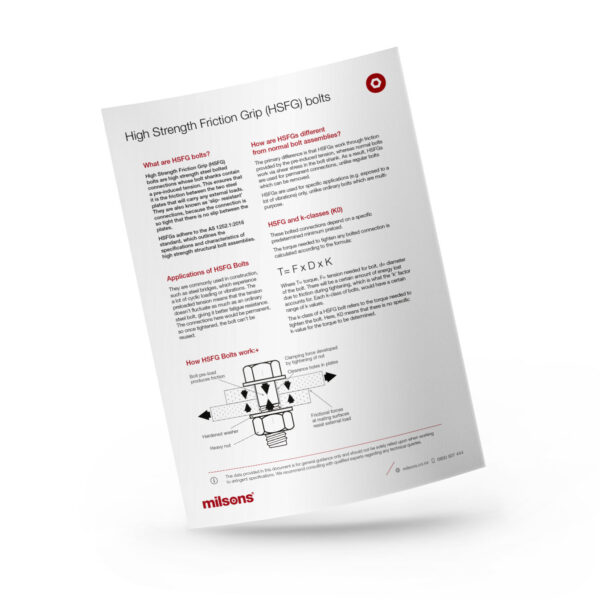 High Strength Friction Grip (HSFG) bolts | Milsons