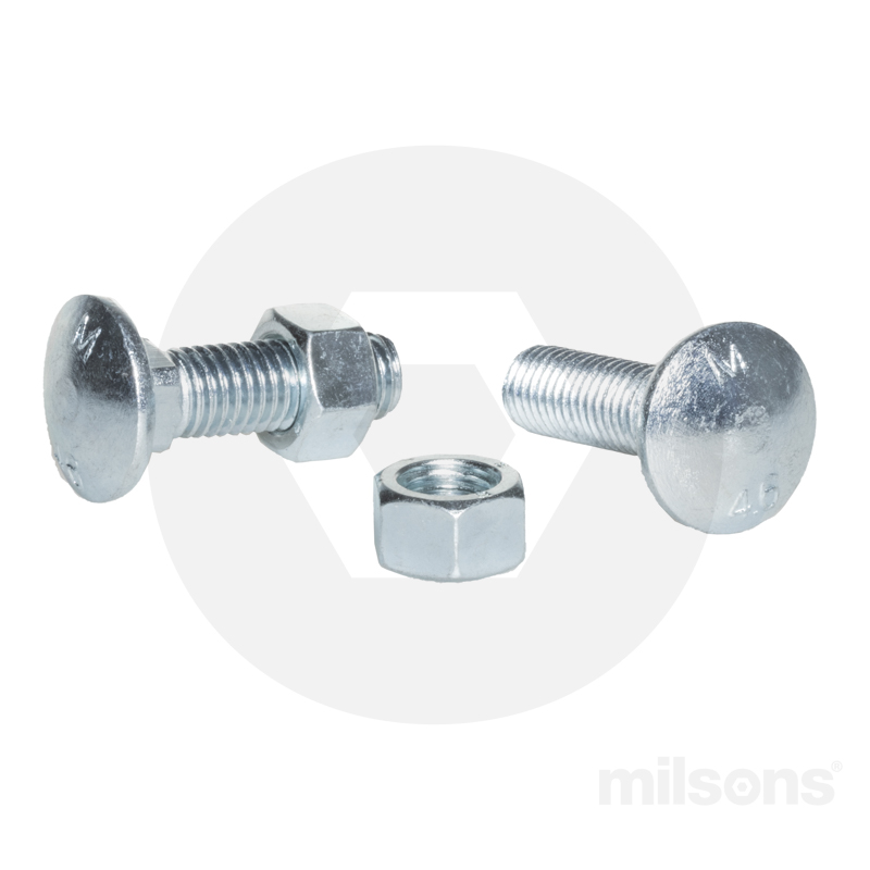 COACH BOLT/NUT MILD STEEL M8x20 ZINC | Milsons