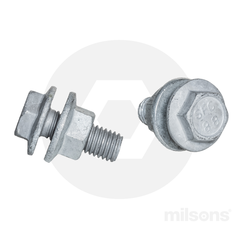 PURLIN BOLT/NUT CL 8.8 M12x30 GALV FLANGED | Milsons