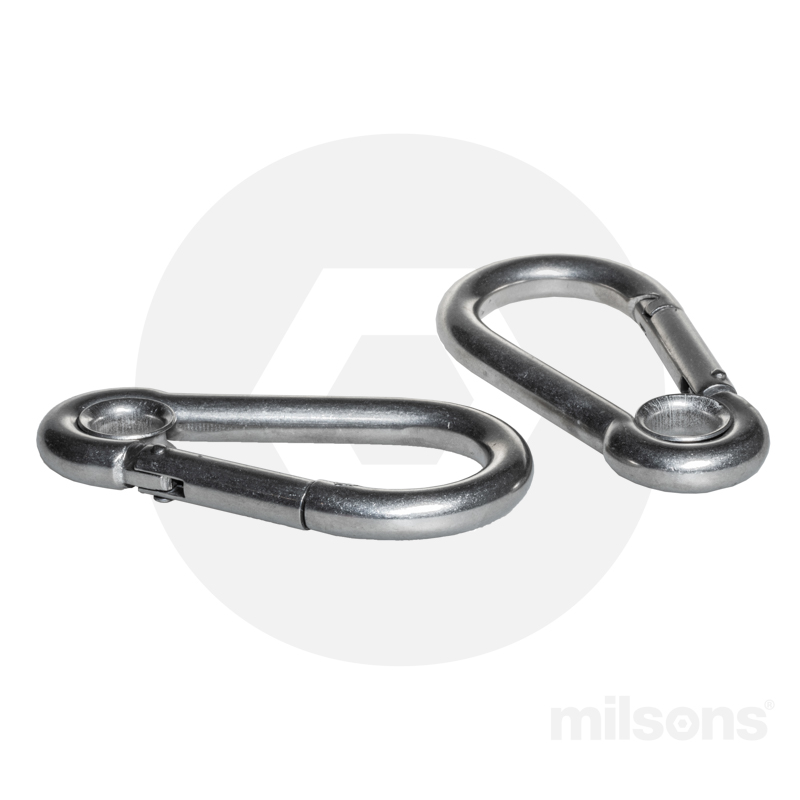 SPRING HOOK WITH EYELET SS316 M8 | Milsons