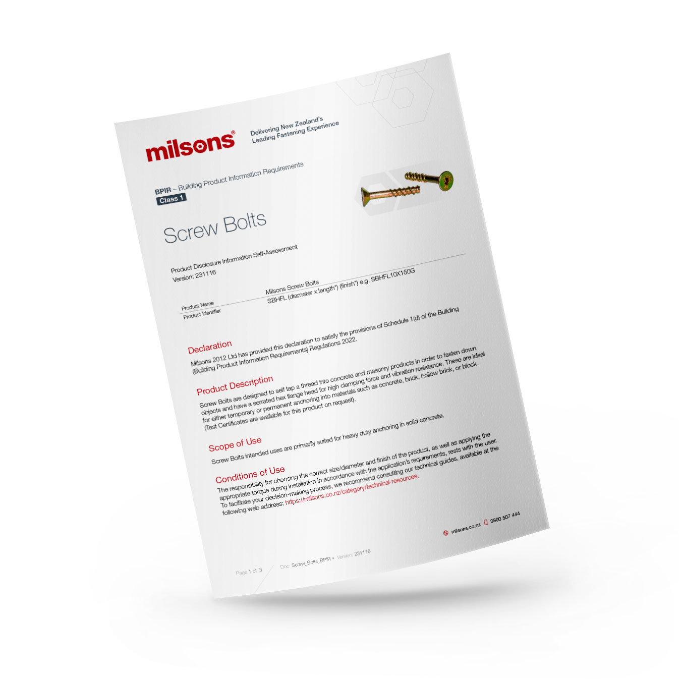 Screw Bolts | Milsons