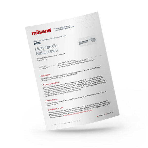 Hex Bolts & Nut | Milsons