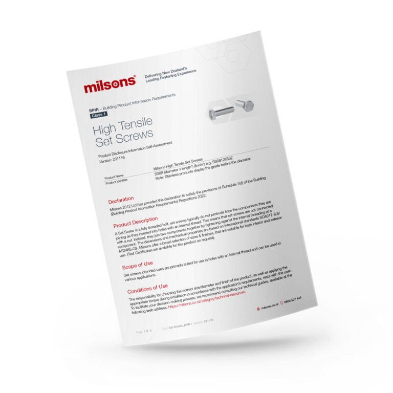 Hex Bolts & Nut | Milsons