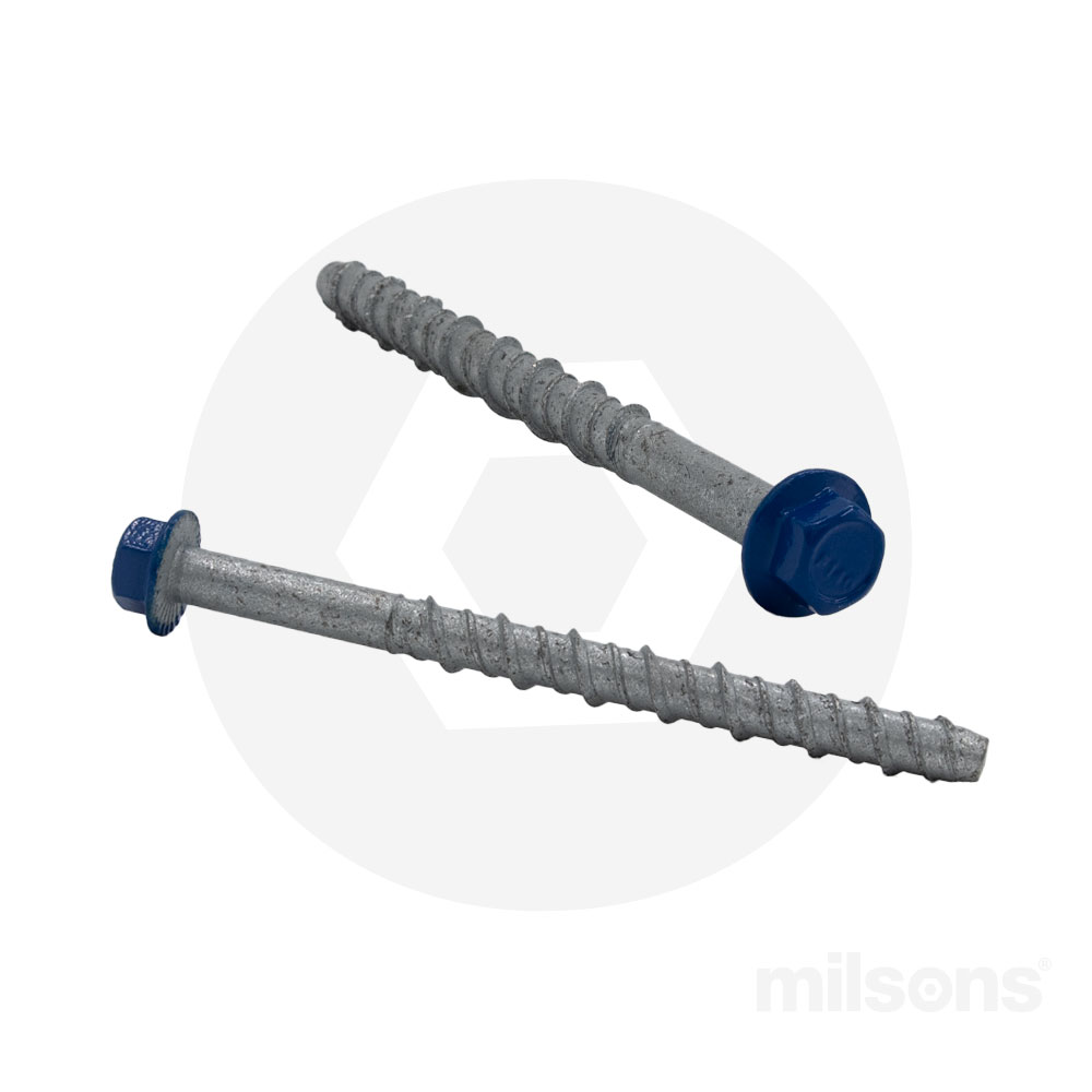 HEX FLANGED SCREW BOLT BLUE HEAD 10x140 GALV | Milsons