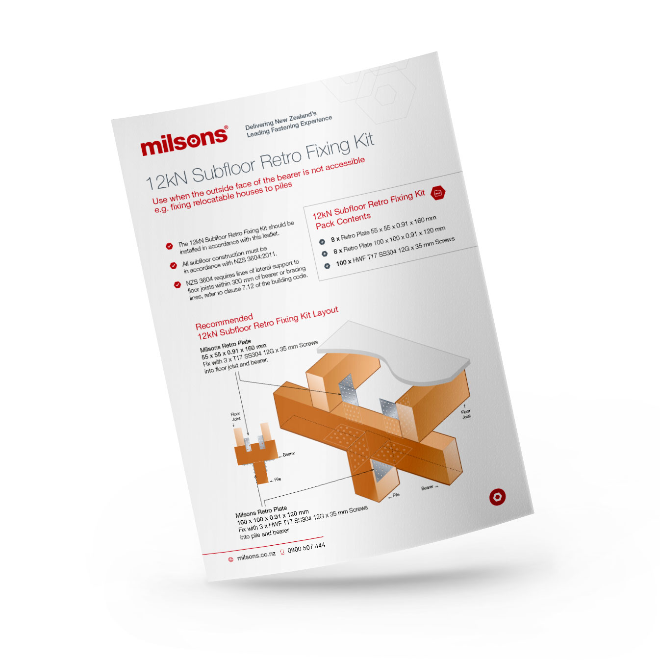 12kN Subfloor Retro Fixing Kit | Milsons