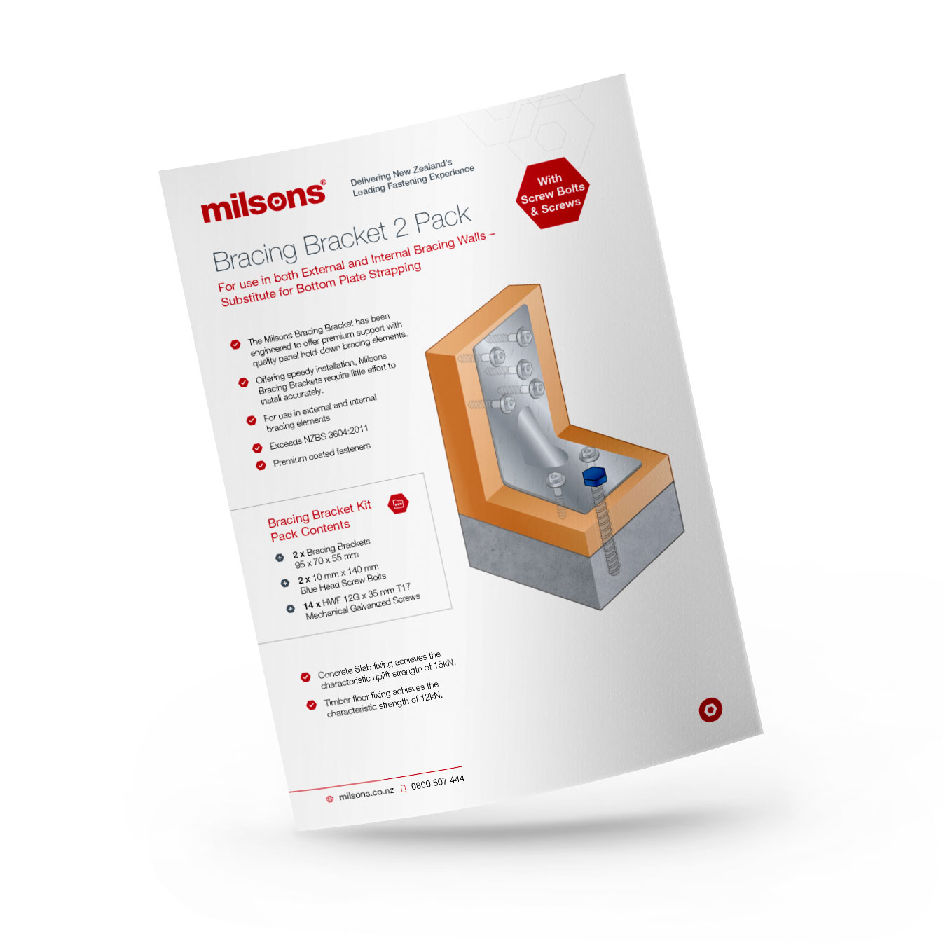 Bracing Bracket 2 Pack With Screw Bolts And Screws | Milsons