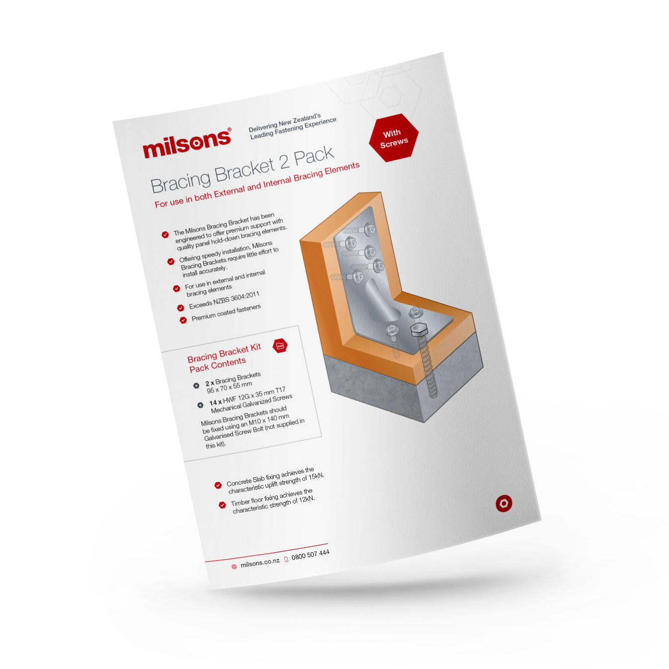 Bracing Bracket 2 Pack With Screws | Milsons