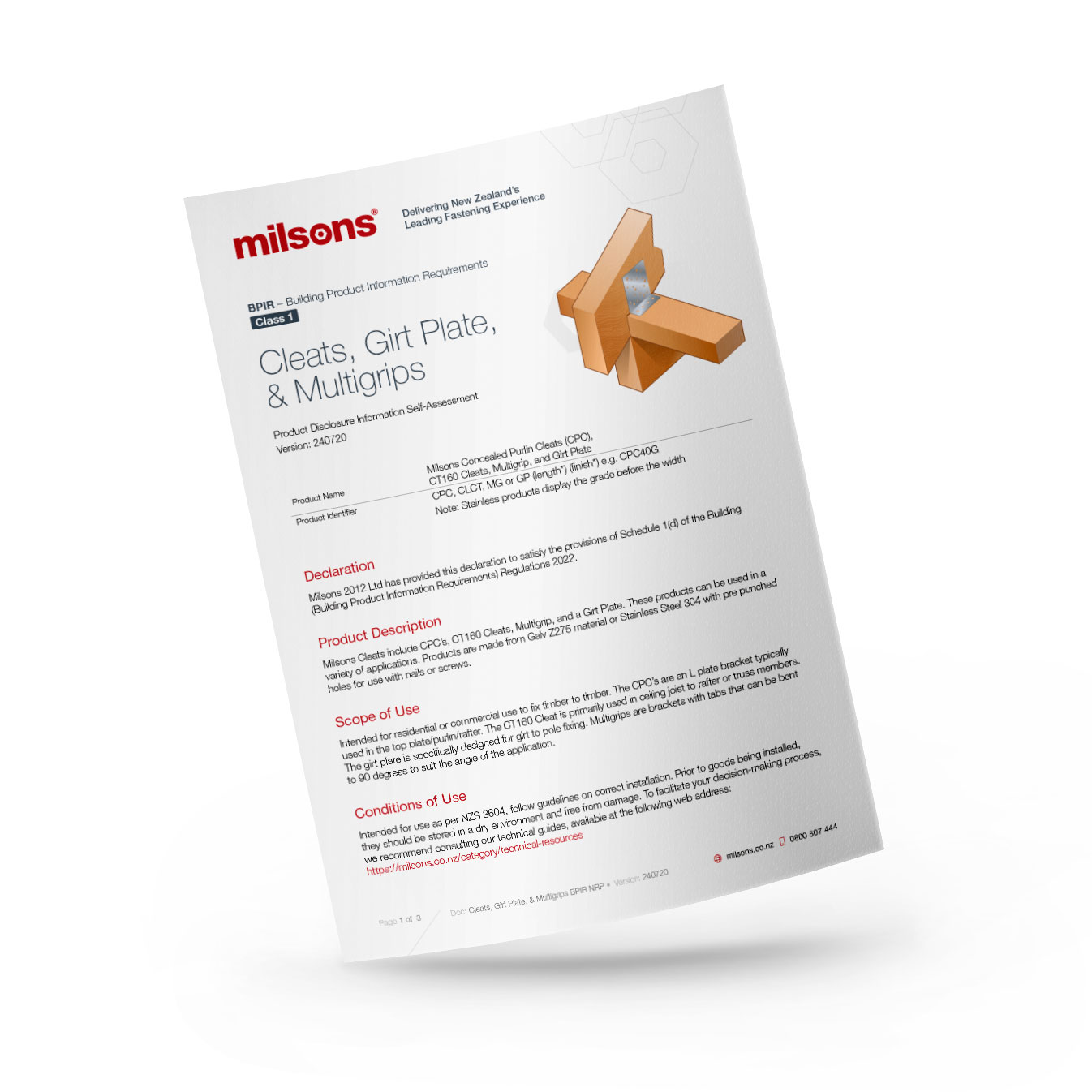 Cleats, Ceiling Ties, Girt Plate, & Multigrips | Milsons