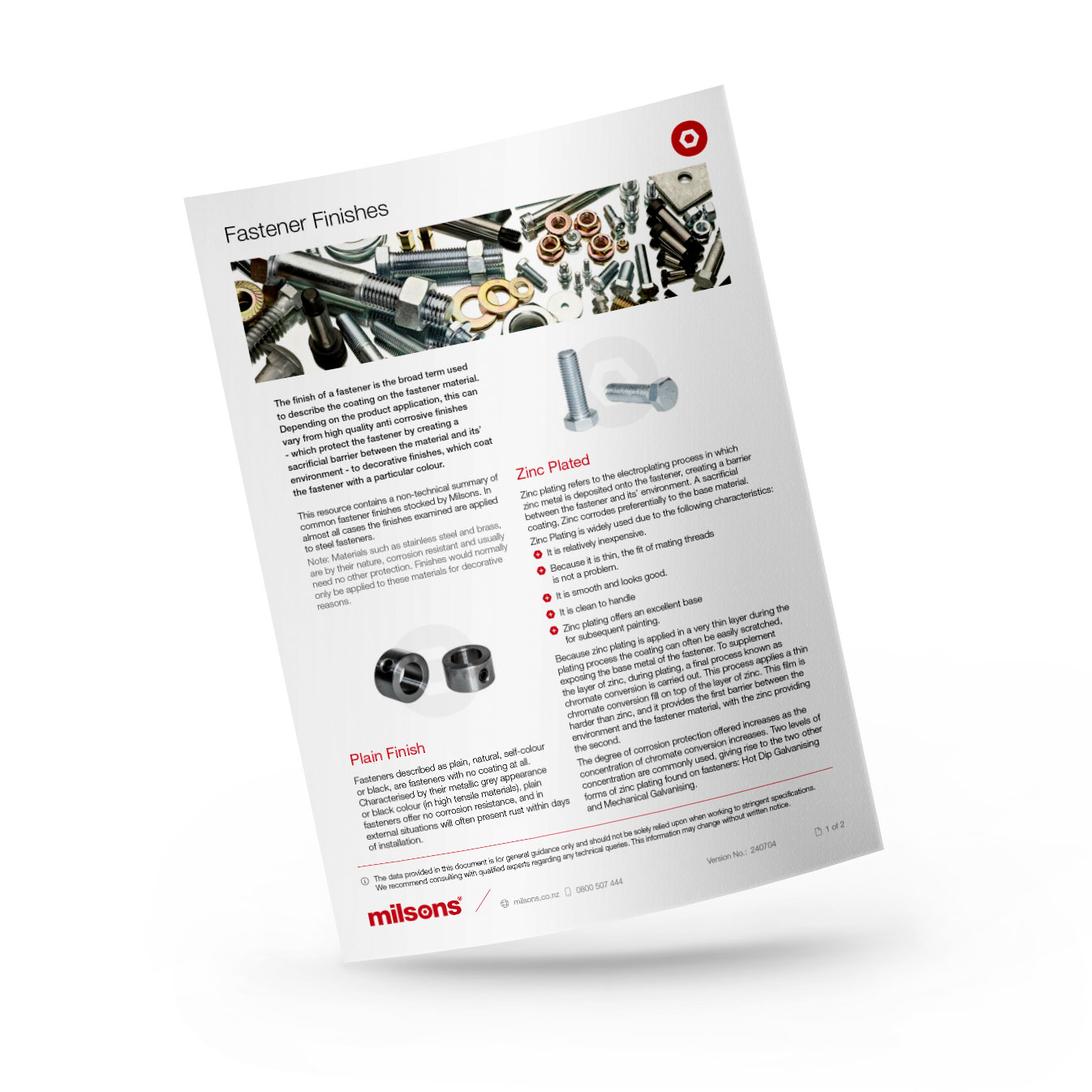 Fastener Finishes | Milsons