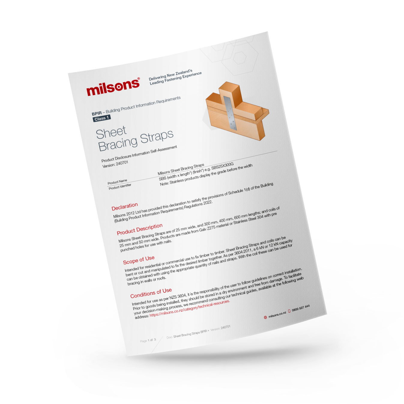 Sheet Bracing Straps | Milsons