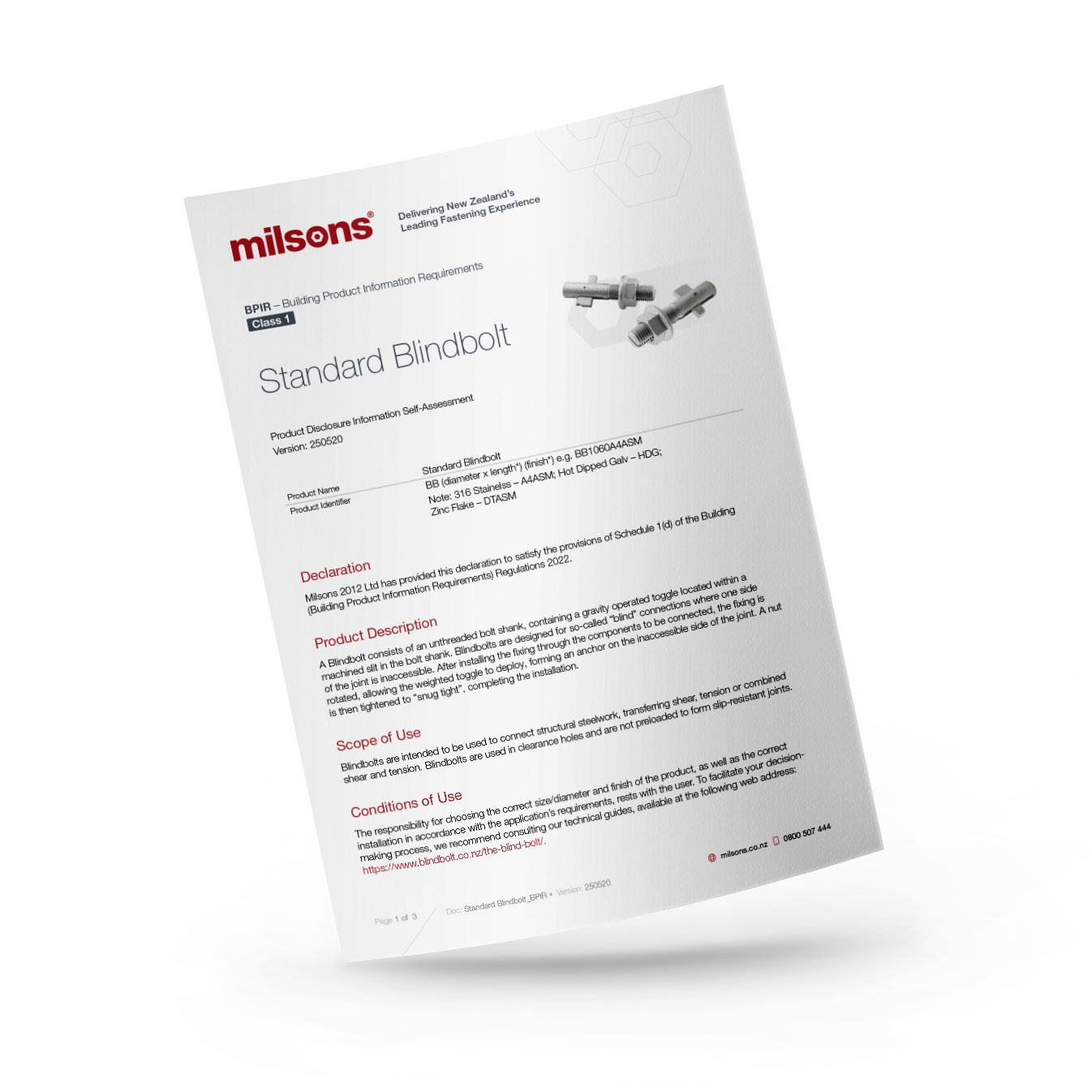 Standard Blindbolt | Milsons